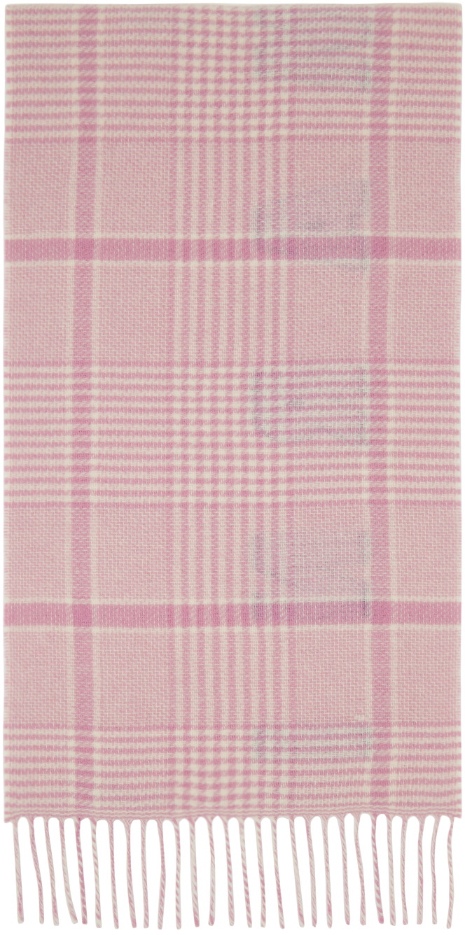 Marni Pink & White Check Logo Scarf Marni