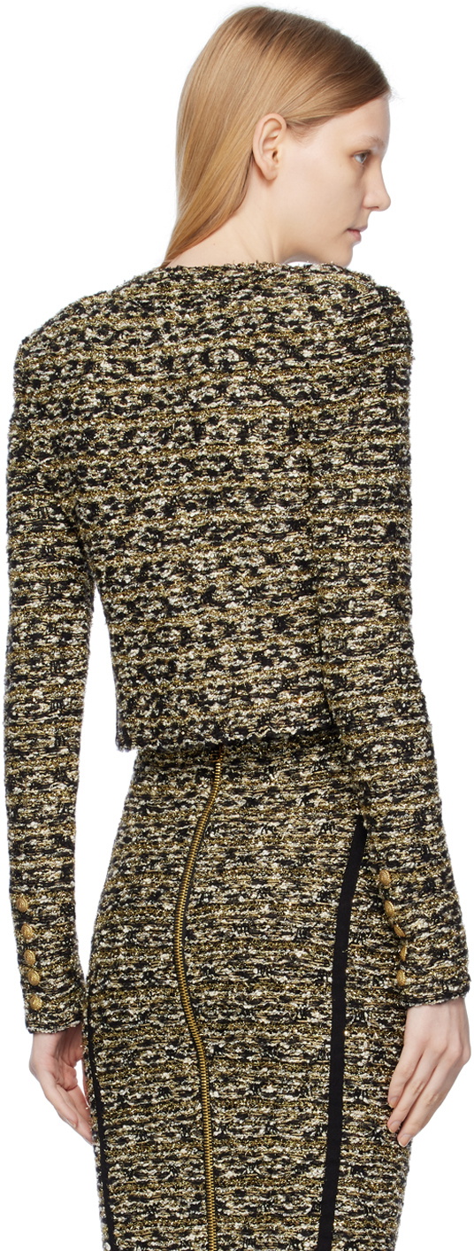 Balmain Gold & Black Collarless Jacket Balmain