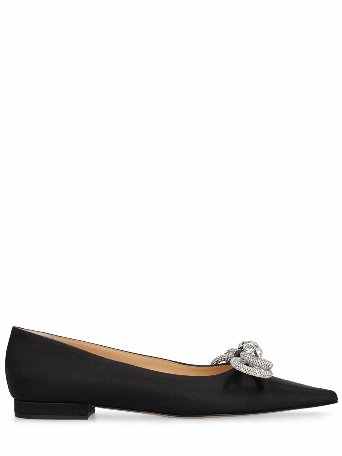 MACH & MACH - 10mm Double Bow Satin Flats MACH & MACH