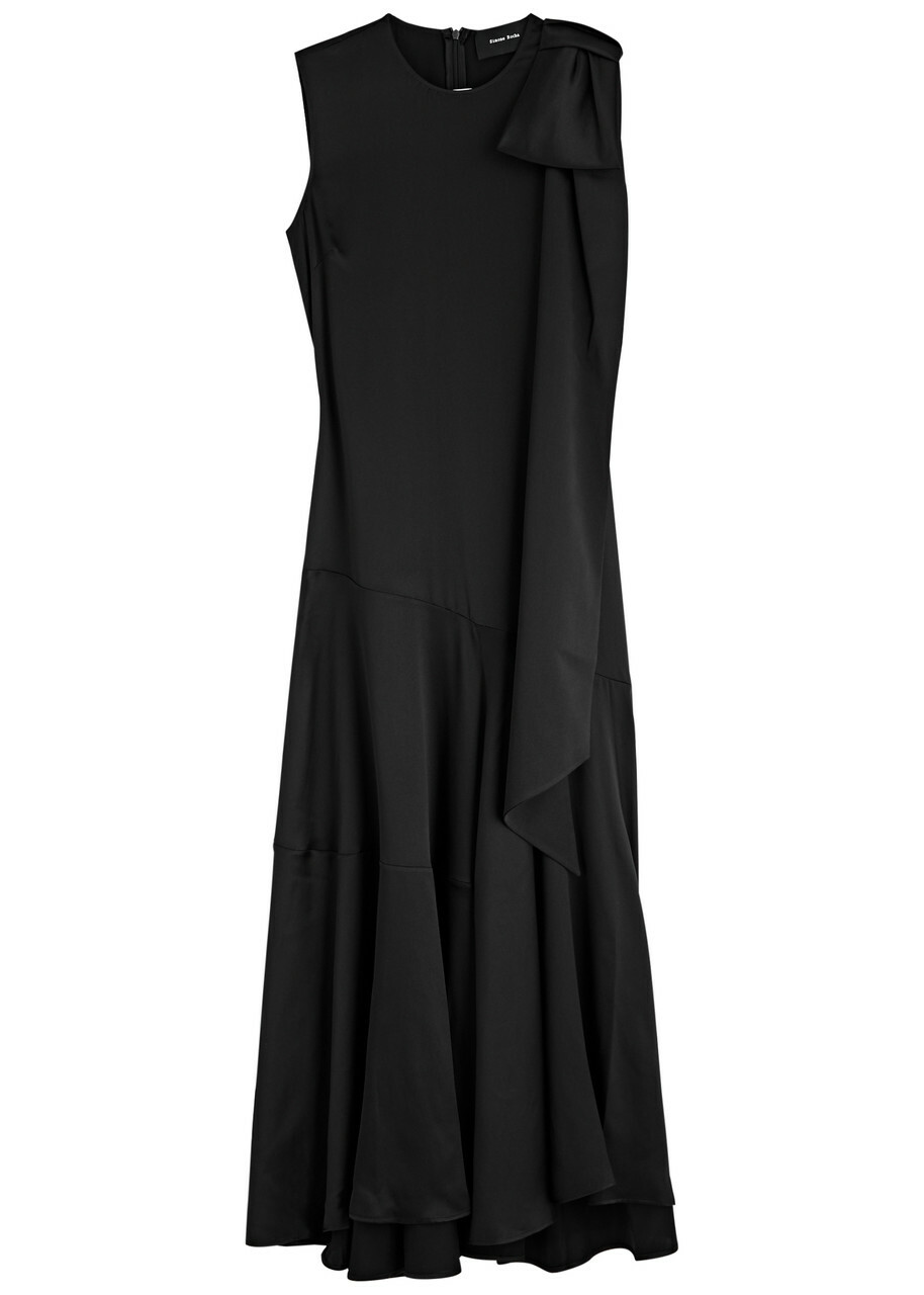 Simone Rocha Bow-embellished Silk-satin Midi Dress Black Simone Rocha