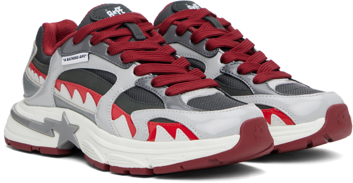 BAPE Gray & Red 'BAPE' Shark STA #3 Sneakers A Bathing Ape