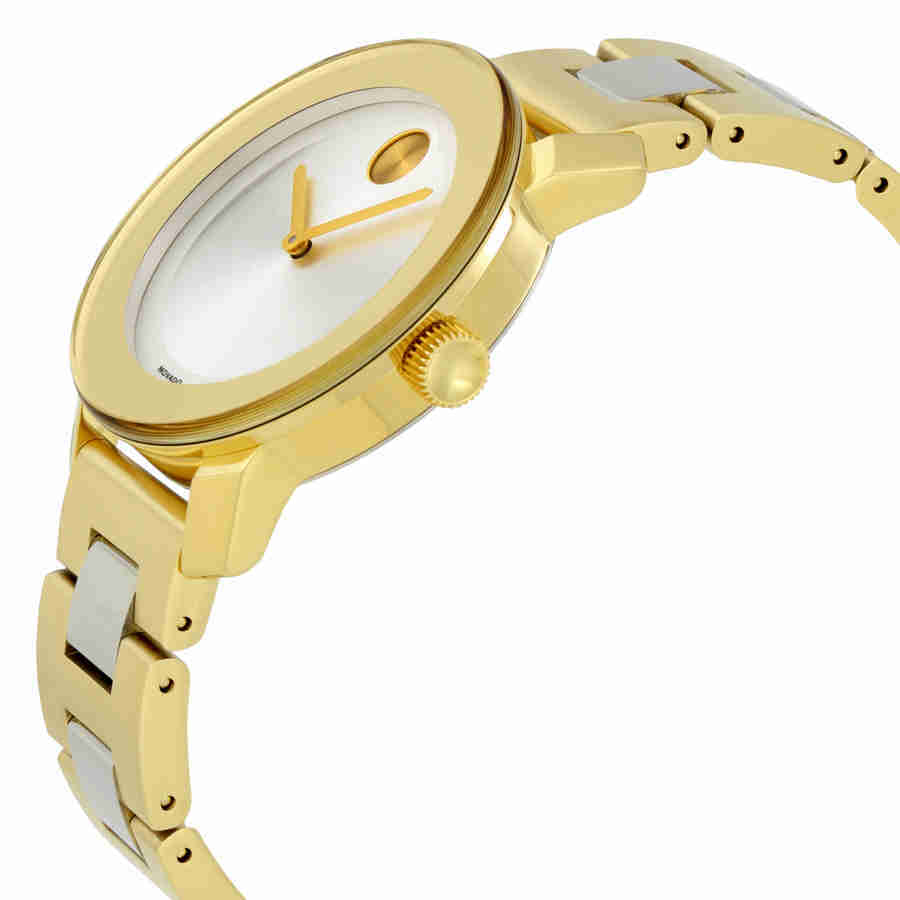 Movado Bold Silver Dial Yellow Gold PVD Ladies Watch 3600129 Movado