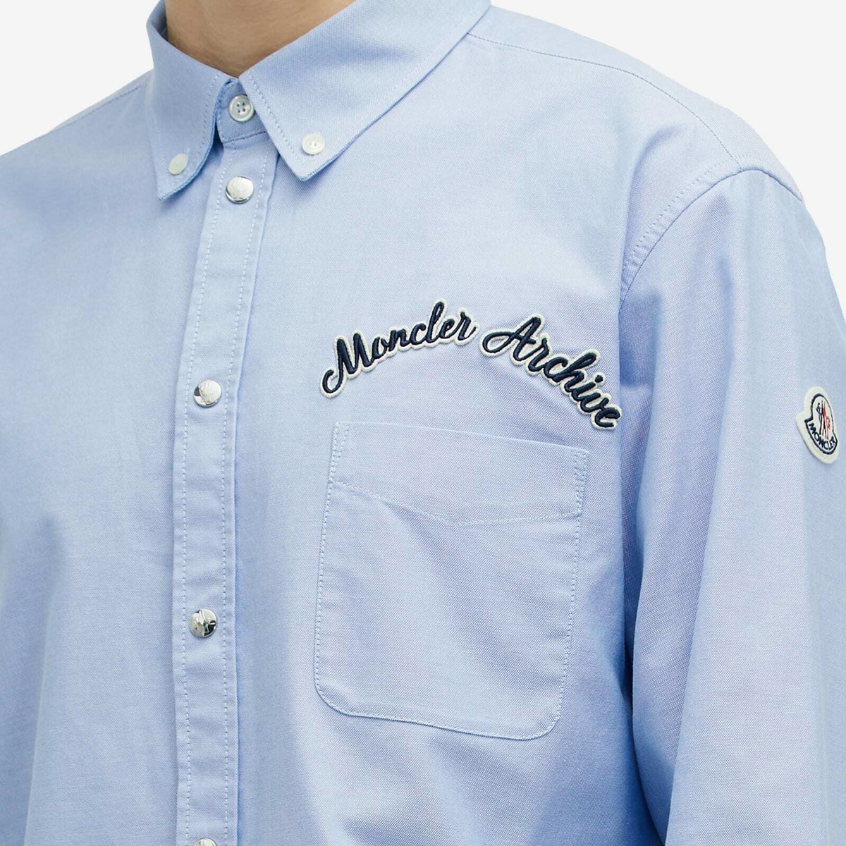 Moncler Men's Oxford De Coton Shirt in Blue Moncler