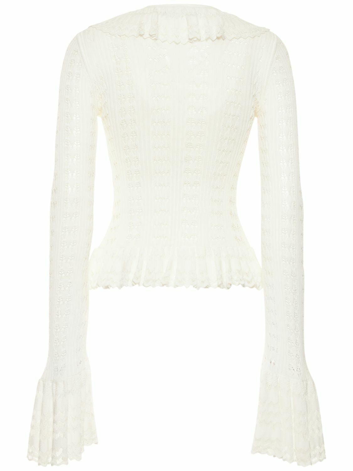 BLUMARINE Viscose & Cotton Pointelle Knit Twin Set Blumarine