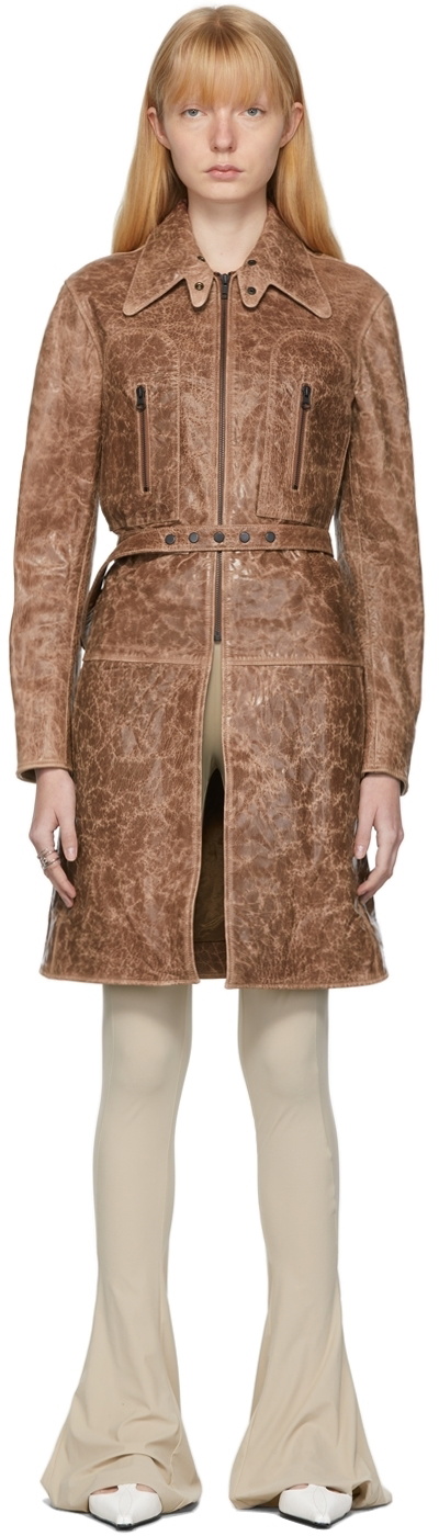 KNWLS Brown Leather Hellz Coat KNWLS