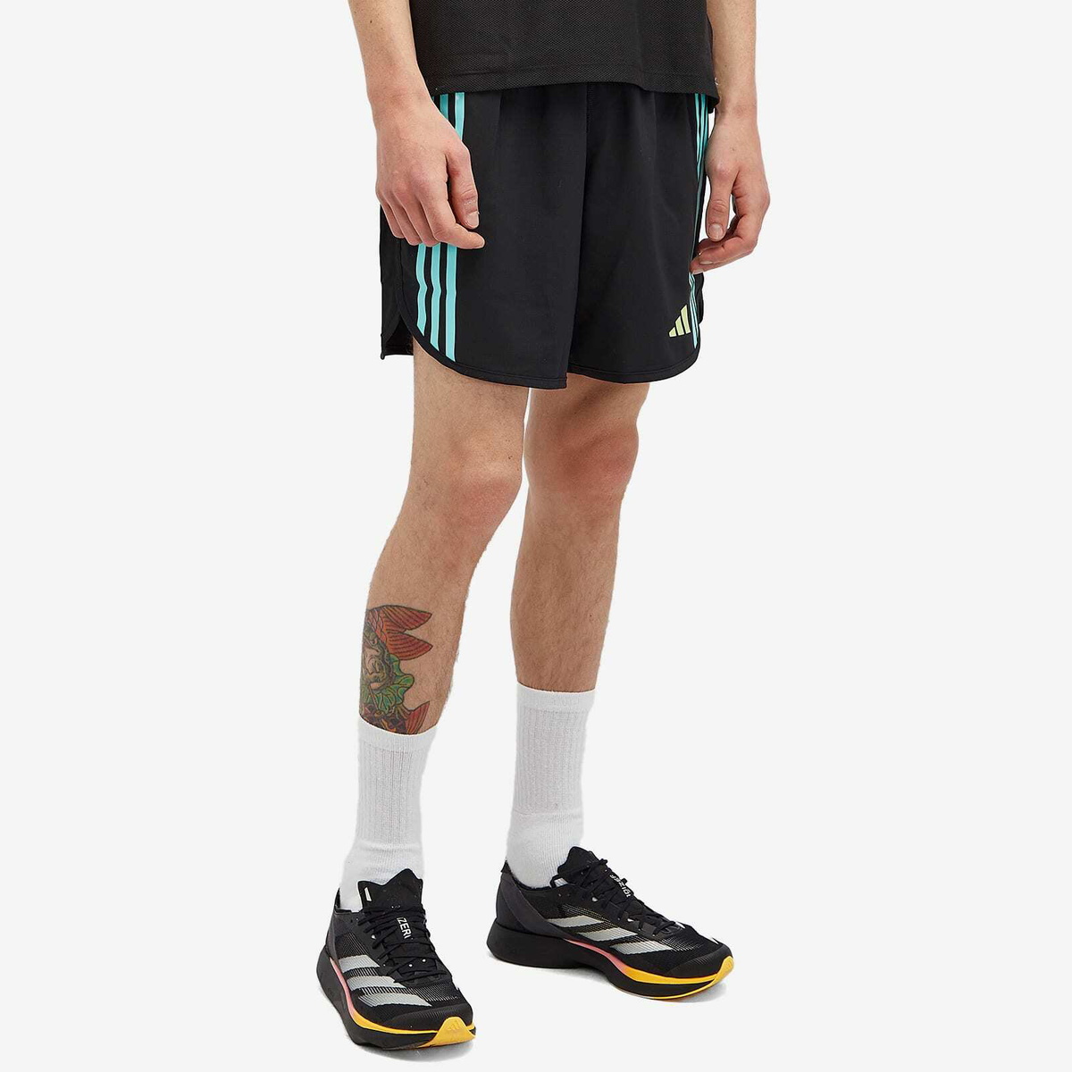 Adidas Men's OTR E 3 Stripe Short in Black/Flash Aqua adidas