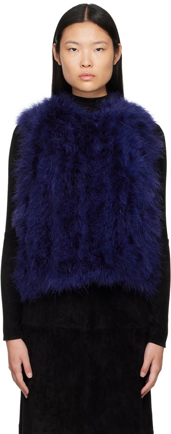 Yves Salomon Purple Cropped Feather Vest Yves Salomon