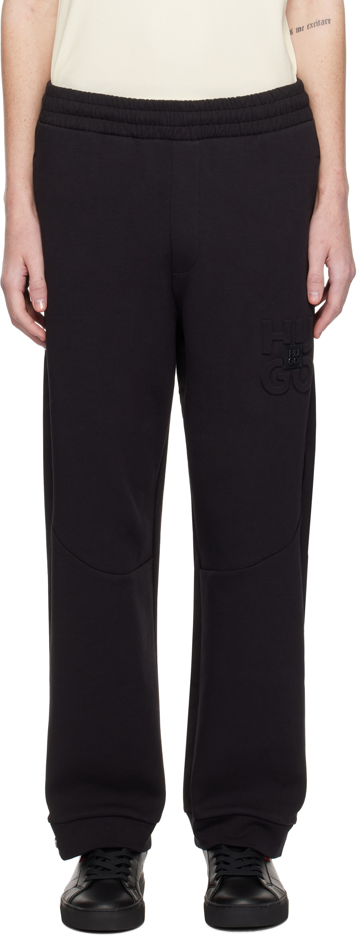 Hugo Black Stacked Logo Sweatpants Hugo Boss