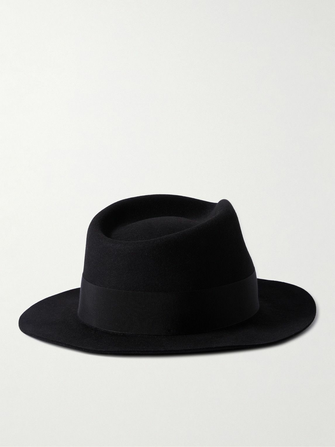 SAINT LAURENT - Felt and Grosgrain Fedora - Black Saint Laurent