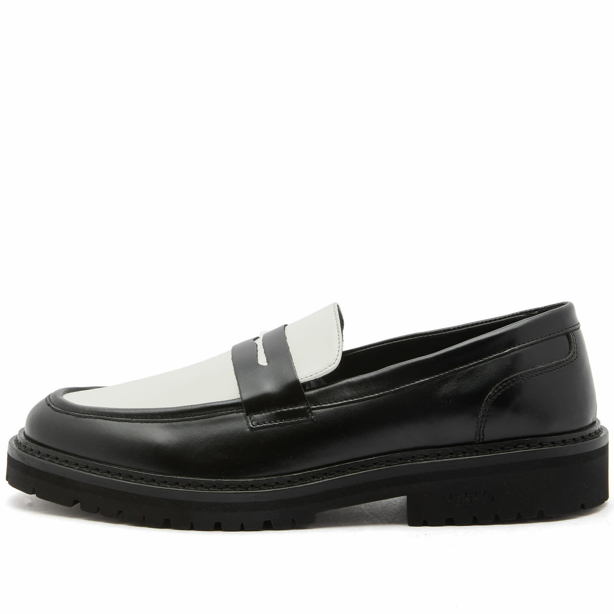 VINNY'S Men's Richee Two Tone Loafer in Black/White Crust Leather VINNYs