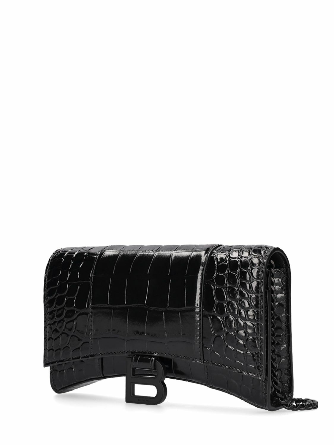 BALENCIAGA - Hourglass Embossed Leather Chain Wallet Balenciaga