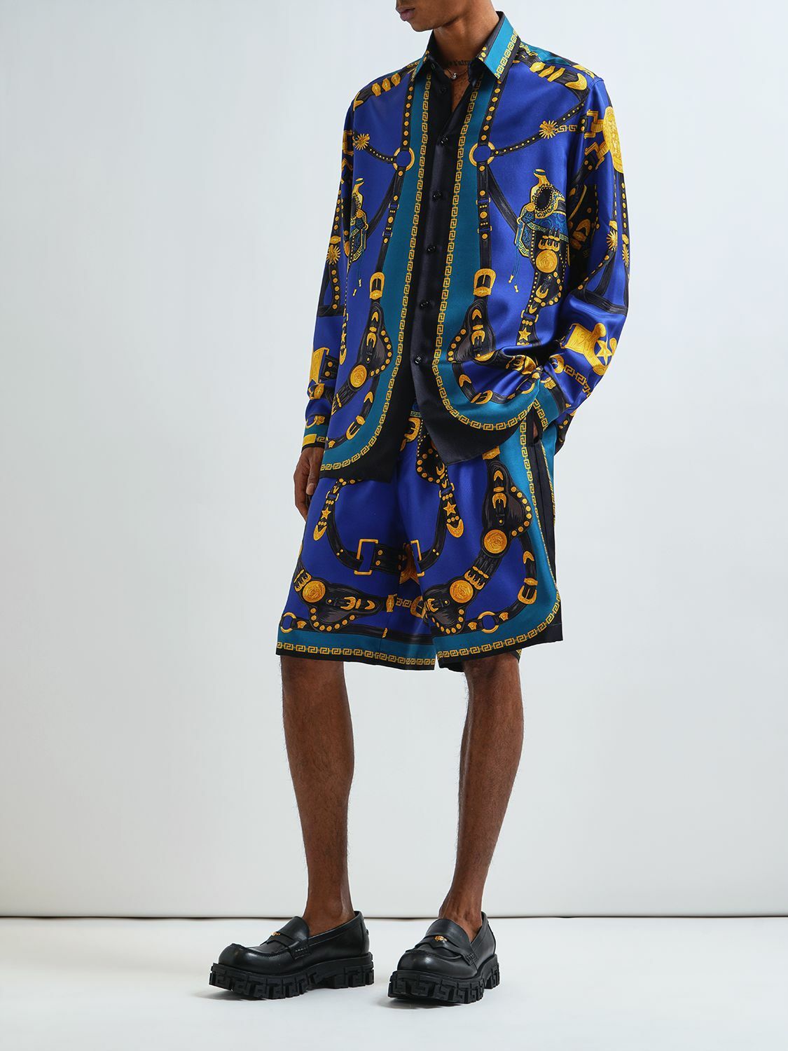 VERSACE - Printed Silk Twill Shorts Versace
