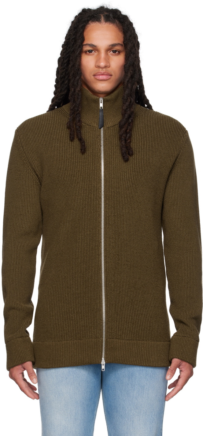 Maison Margiela Green Zip-Up Cardigan Maison Margiela