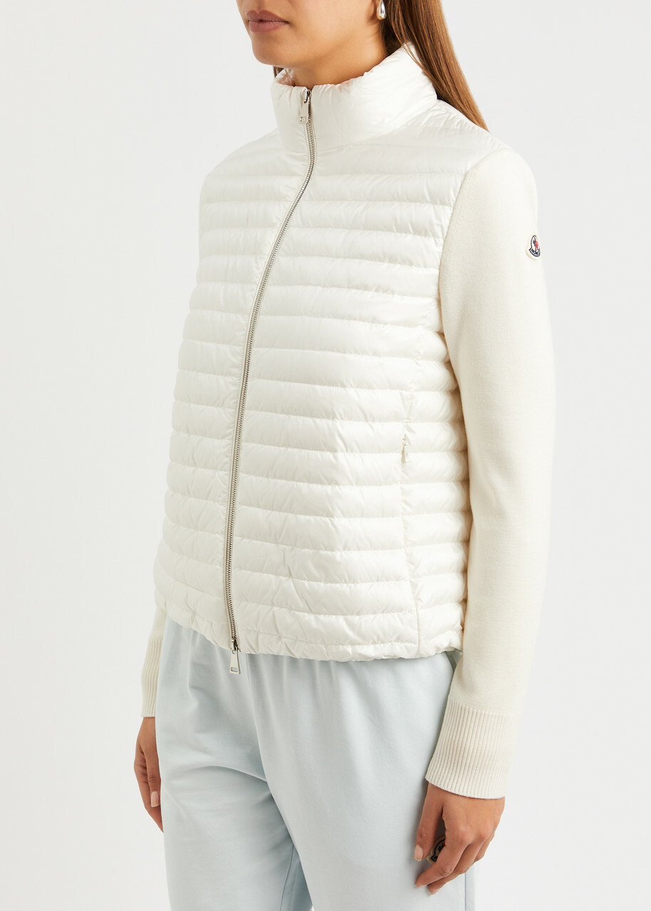Moncler Quilted Shell and Wool Jacket Ivory Moncler