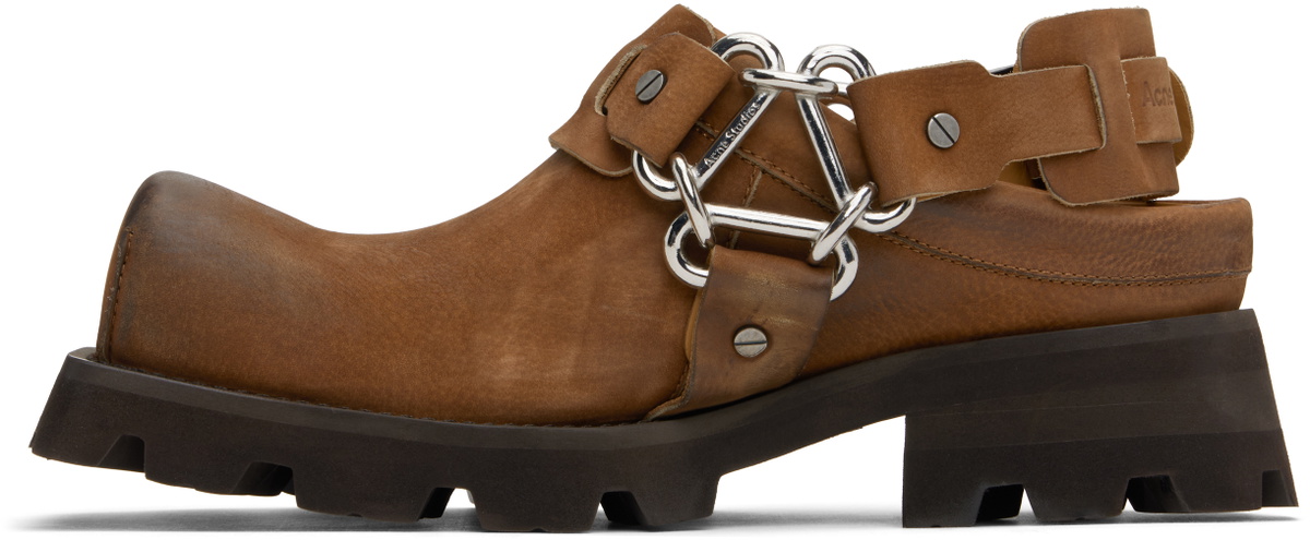 Acne Studios Brown Leather Buckle Mules Acne Studios