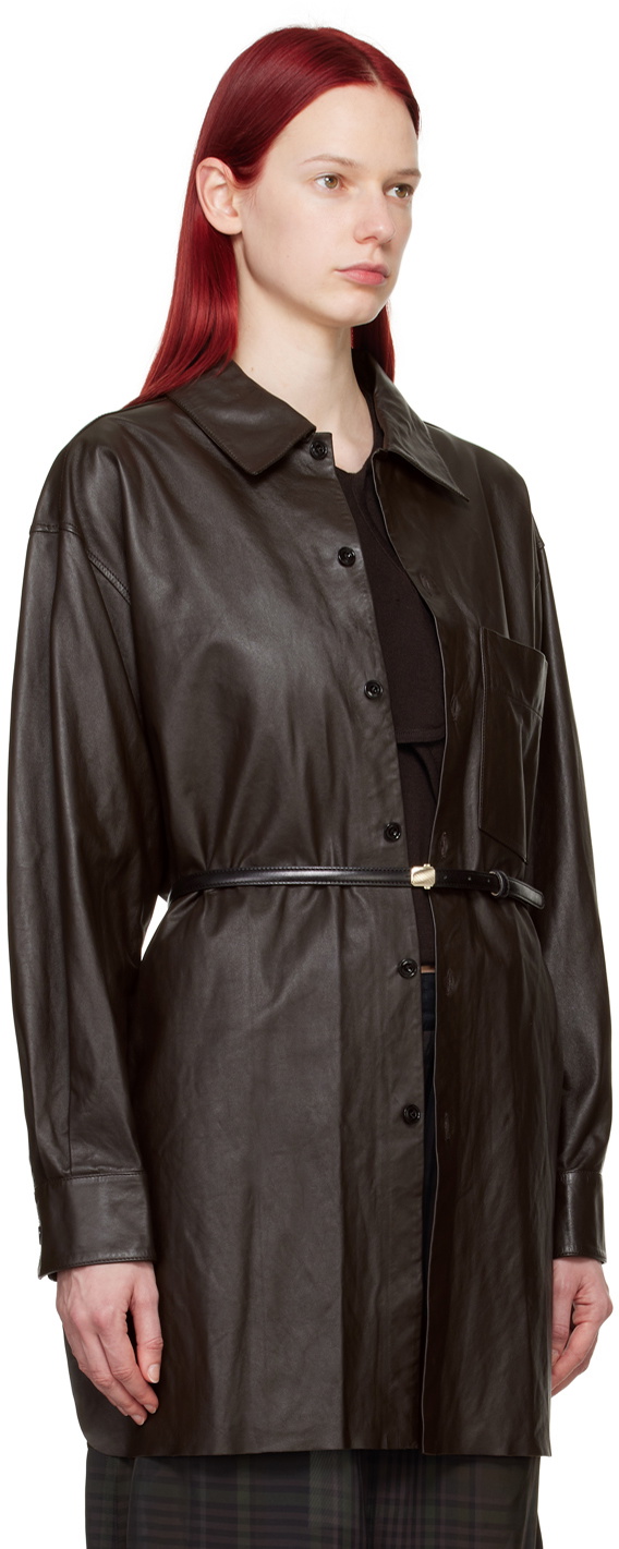 LEMAIRE Brown Loose Leather Jacket Lemaire