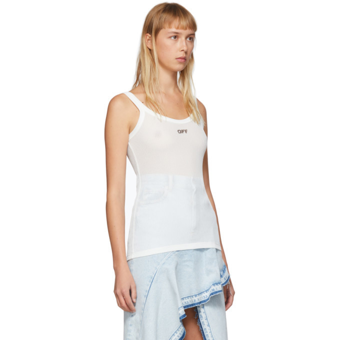 Off-White White Stretch Rib Tank Top Off-White