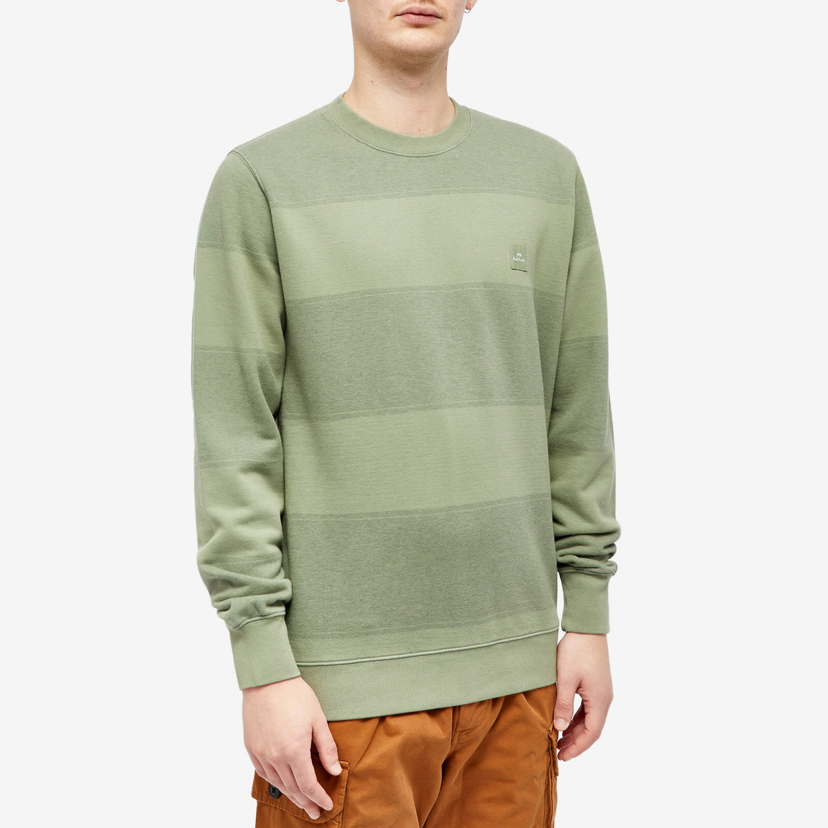 Paul Smith Men's Stripe Crew Sweater in Green Paul Smith
