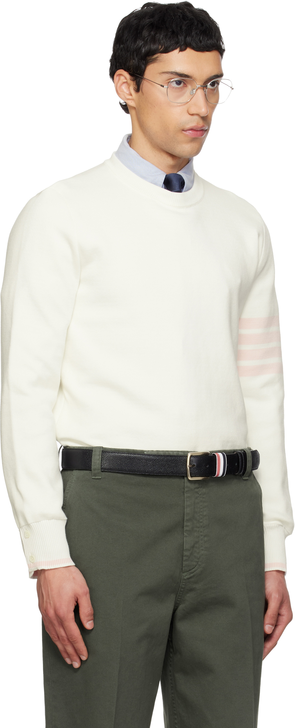 Thom Browne Off-White Milano Stitch 4-Bar Sweatshirt Thom Browne