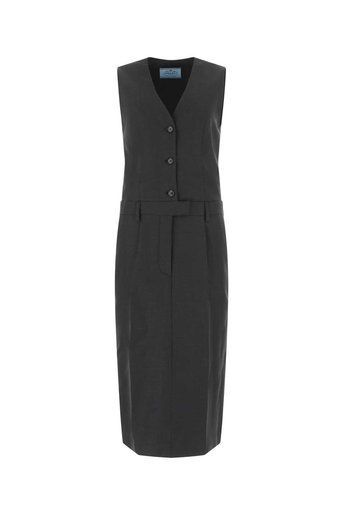 Prada Dark Grey Wool Dress Prada