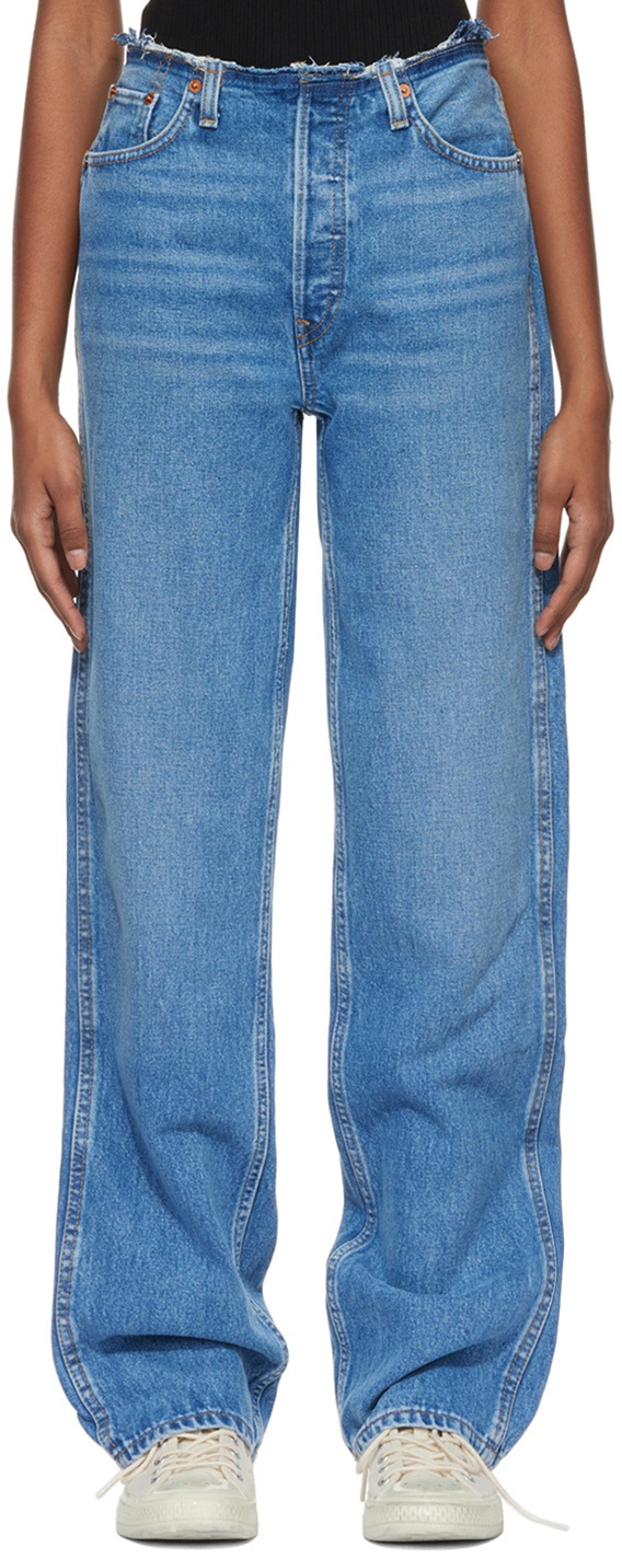 Re/Done Blue Raw Waist Jeans Re/Done