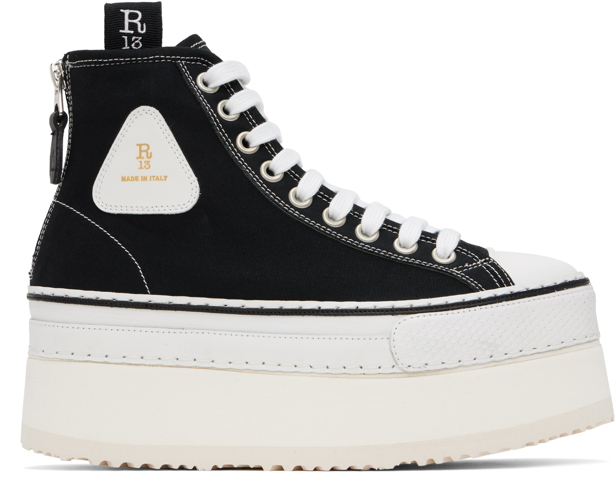 R13 Black Courtney Platform High Top Sneakers R13