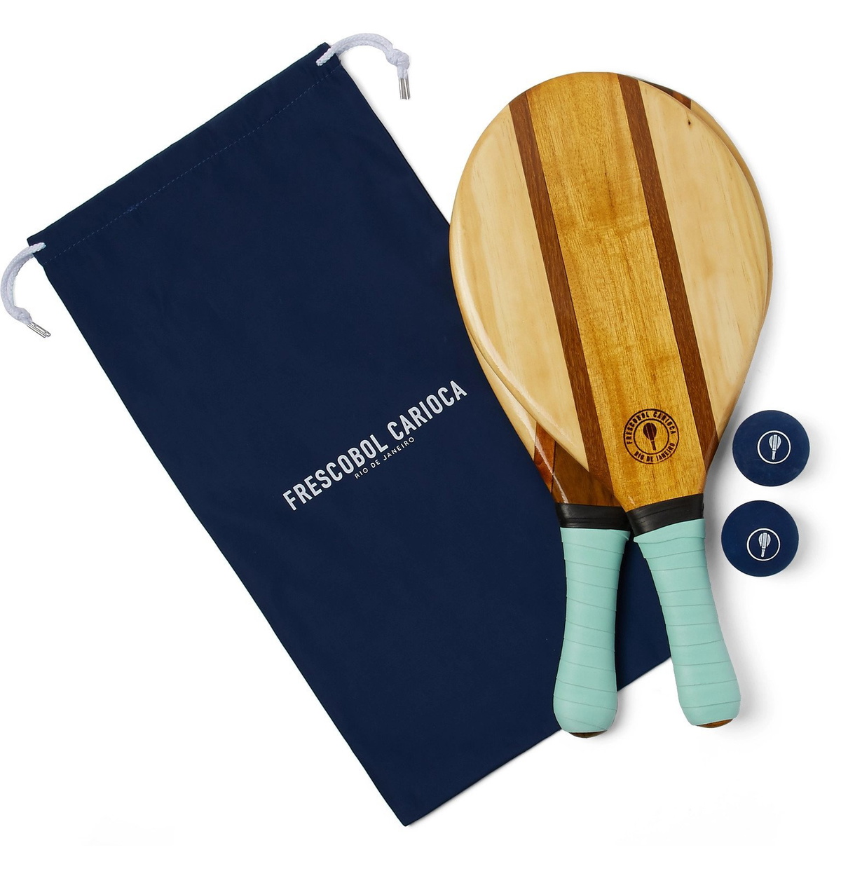 Frescobol Carioca - Trancoso Wooden Beach Bat and Ball Set - Green ...