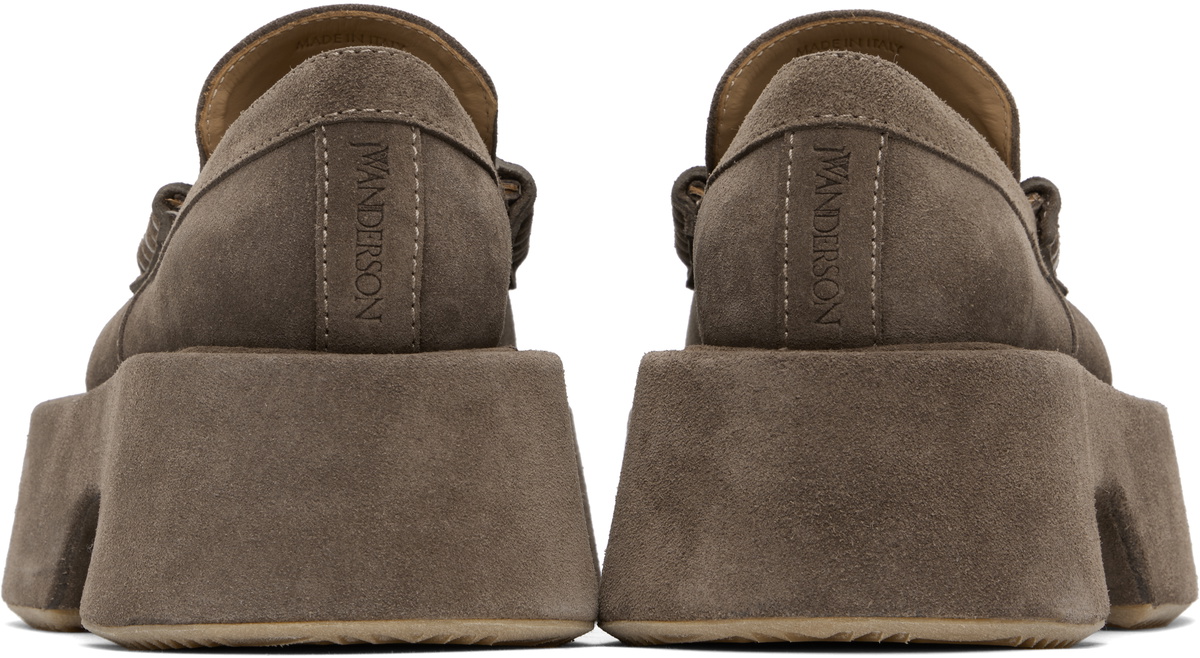 JW Anderson Taupe Suede Platform Slip-on Loafers JW Anderson