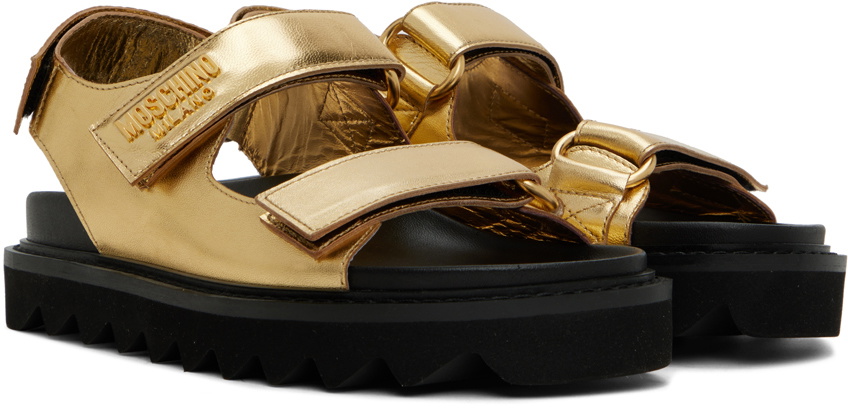Moschino Gold Logo Platform Sandals Moschino