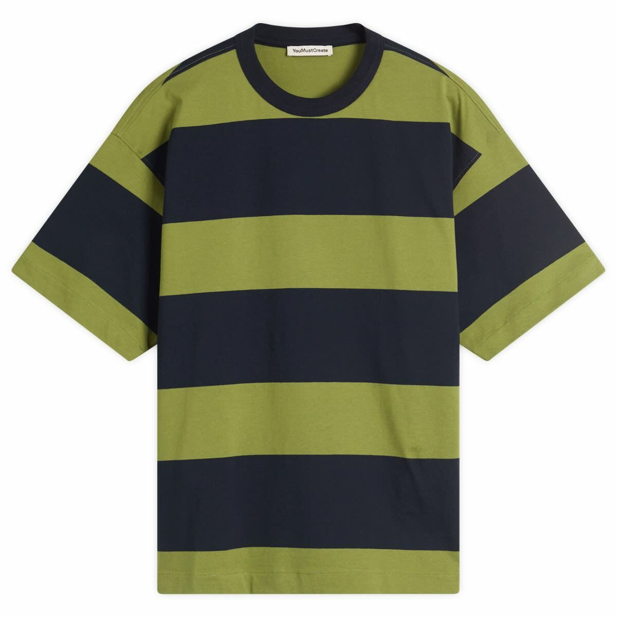 YMC Men's Triple Stripe T-Shirt in Navy&Green YMC
