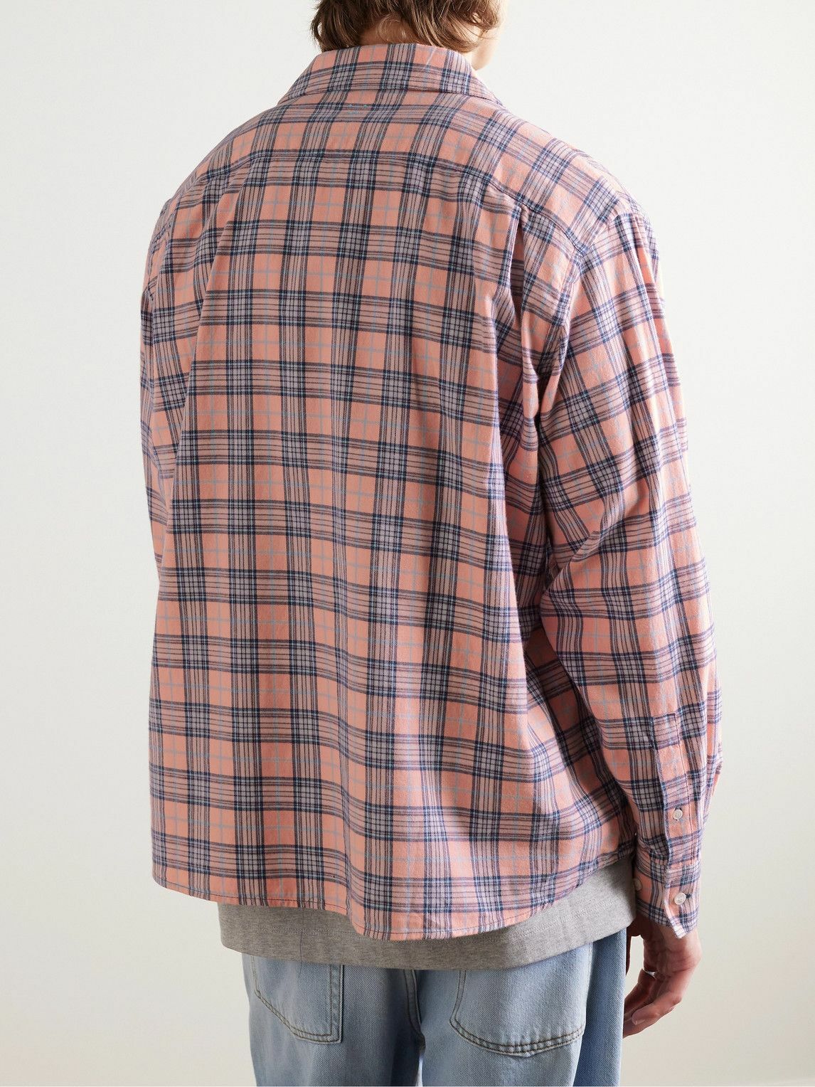 Acne Studios - Logo-Appliquéd Checked Cotton-Flannel Shirt - Pink Acne ...
