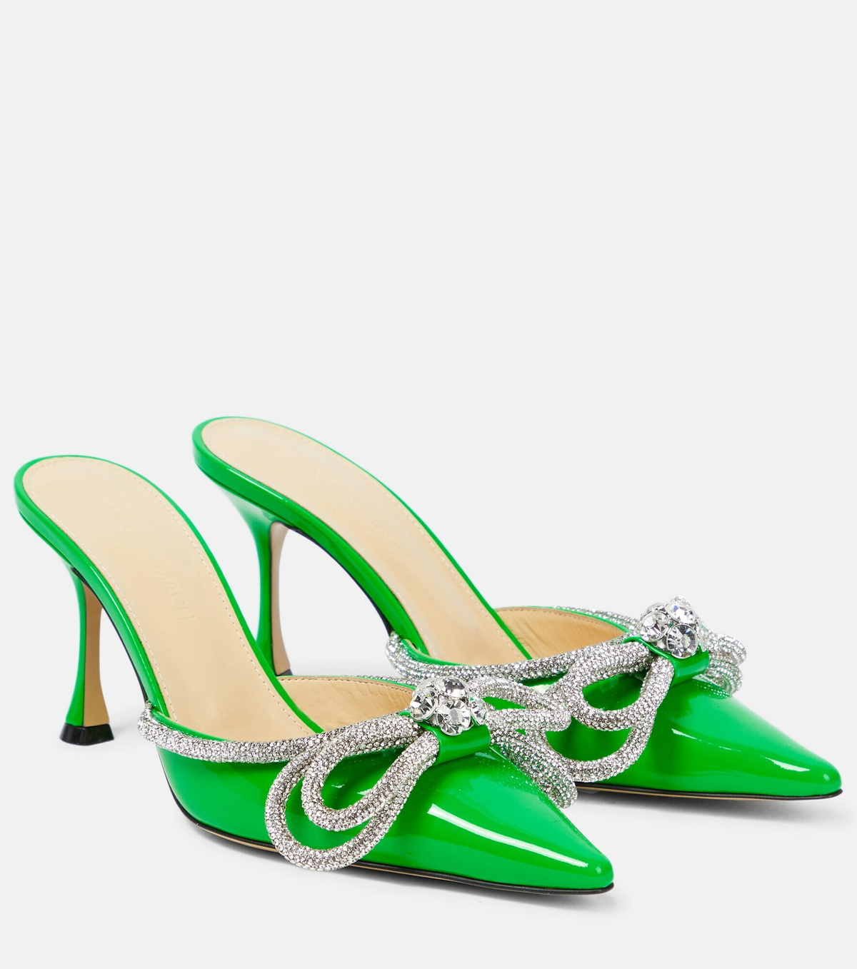 Mach & Mach - Double Bow embellished patent leather mules MACH & MACH