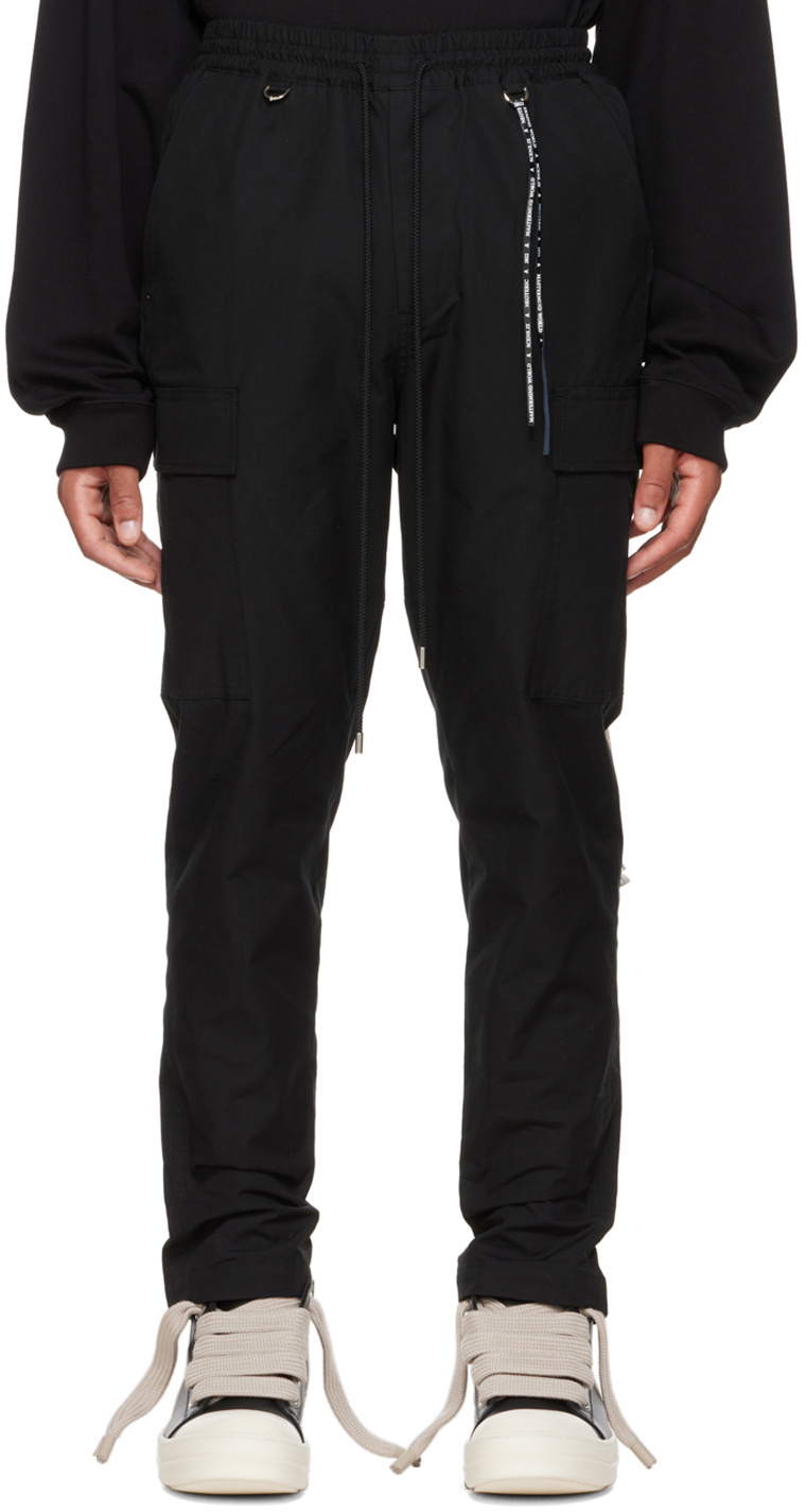 mastermind WORLD Black Embroidered Cargo Pants MASTERMIND WORLD