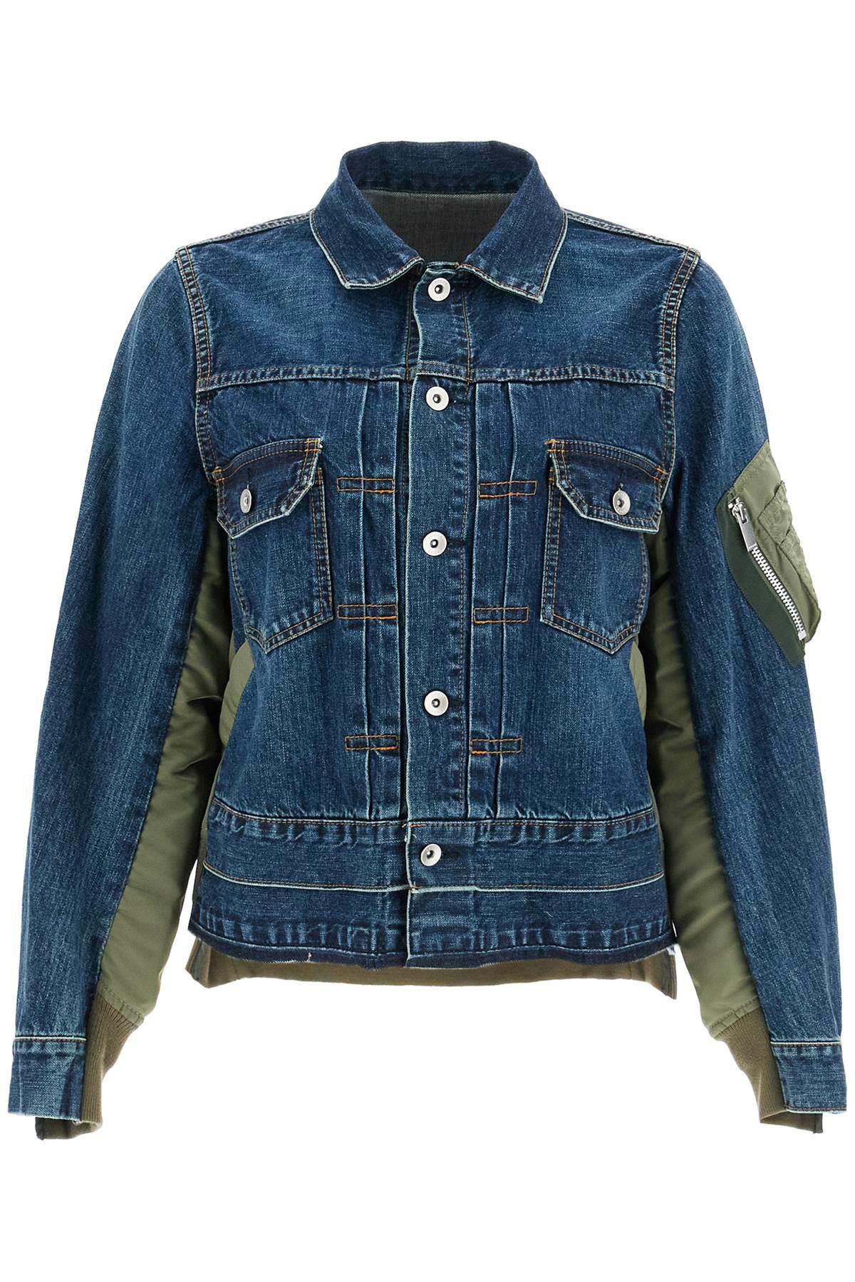 SACAI denim and nylon jacket for men Blue Sacai