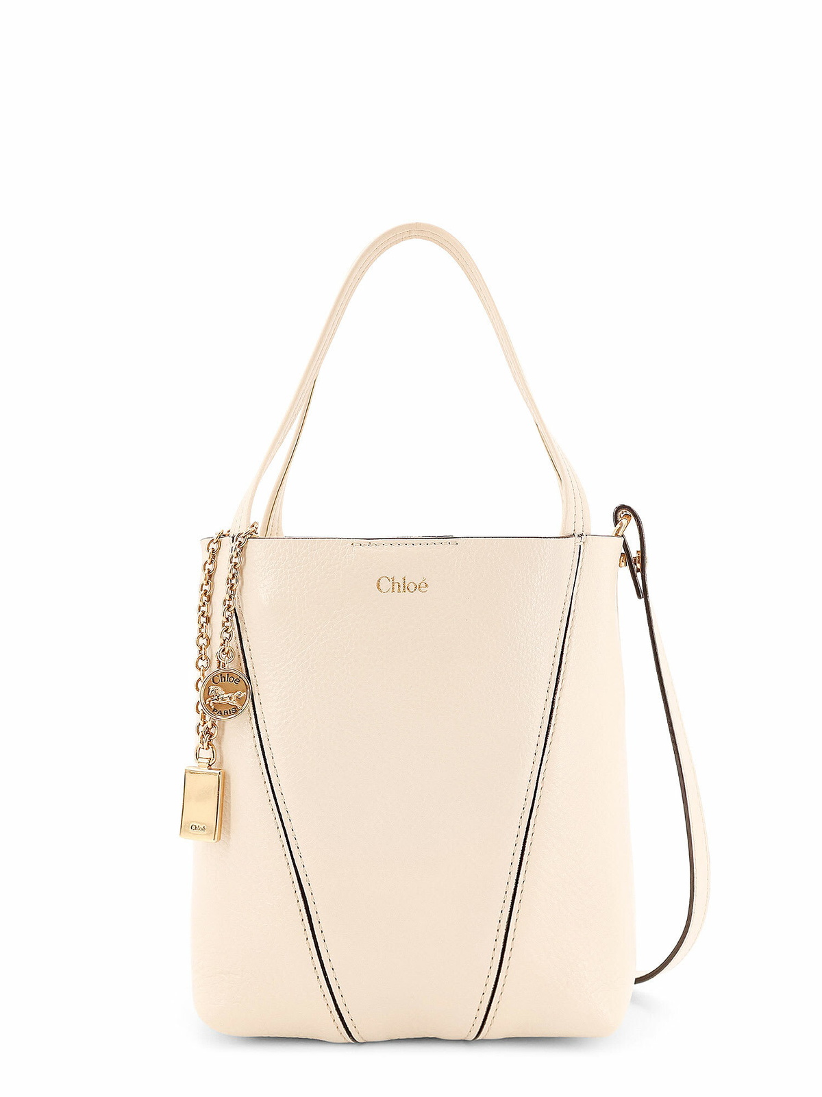 Spin Leather Shoulder Bag With Chloé Logo Detail Chloe