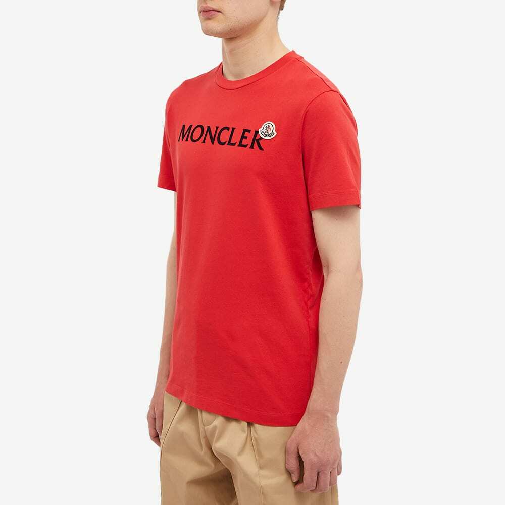 Moncler Mens Text Logo T Shirt In Red Moncler