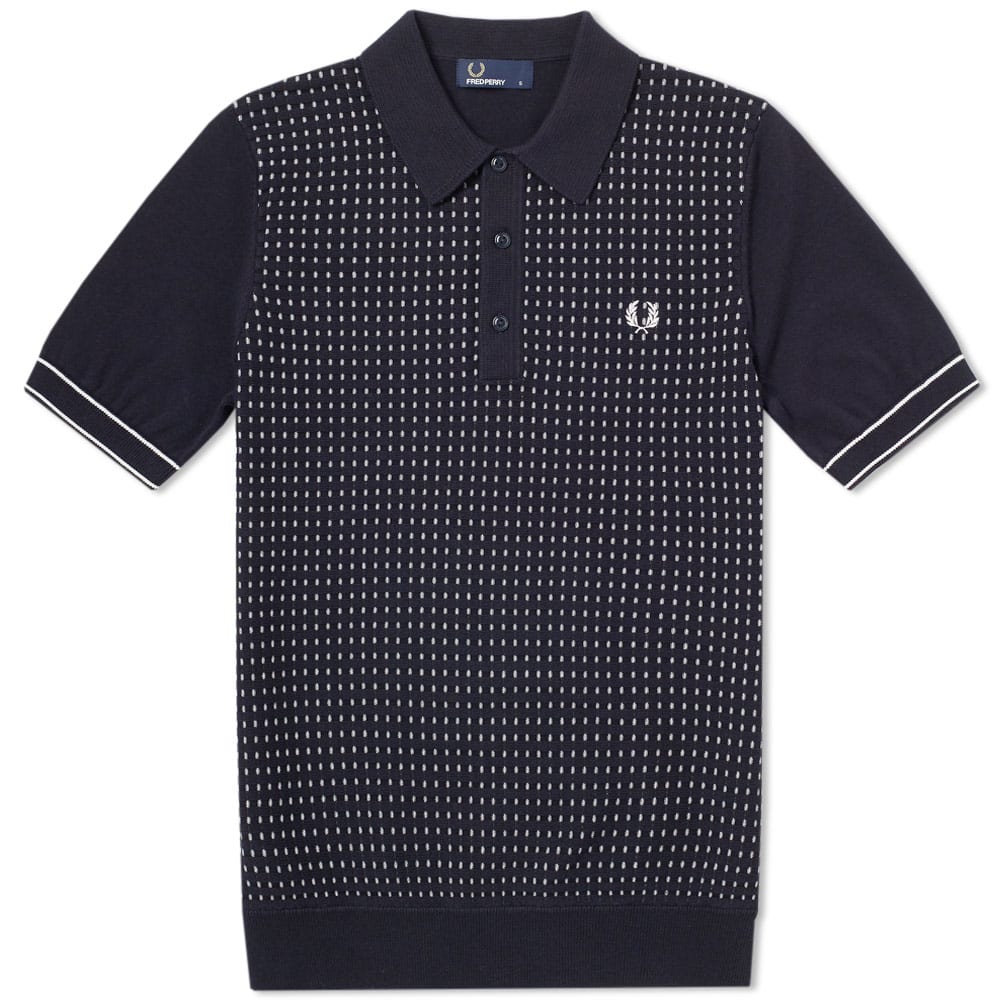 Fred Perry Jacquard Panel Knitted Shirt Fred Perry Laurel Wreath