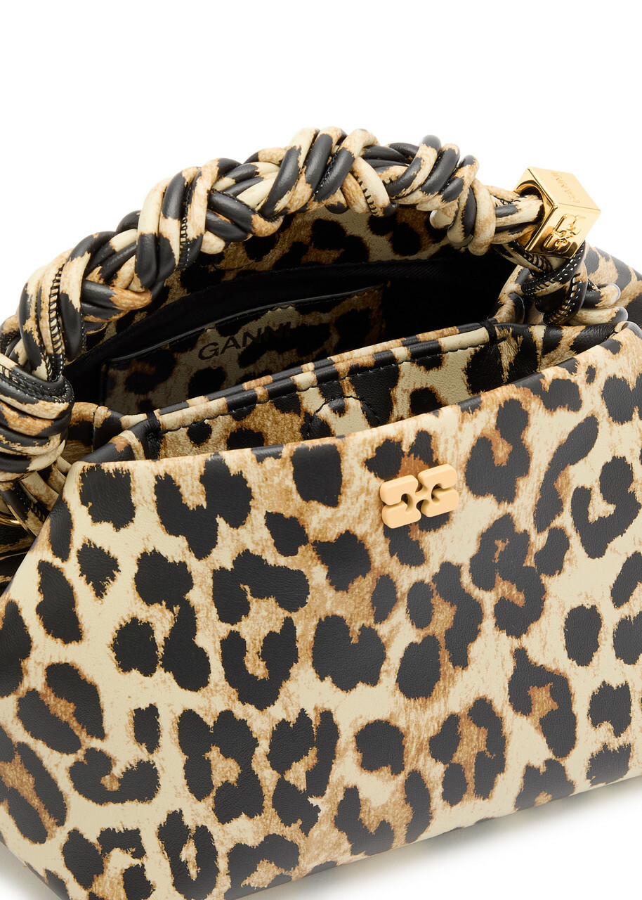 Ganni Bou Small Leopard-print top Handle bag - One Size GANNI
