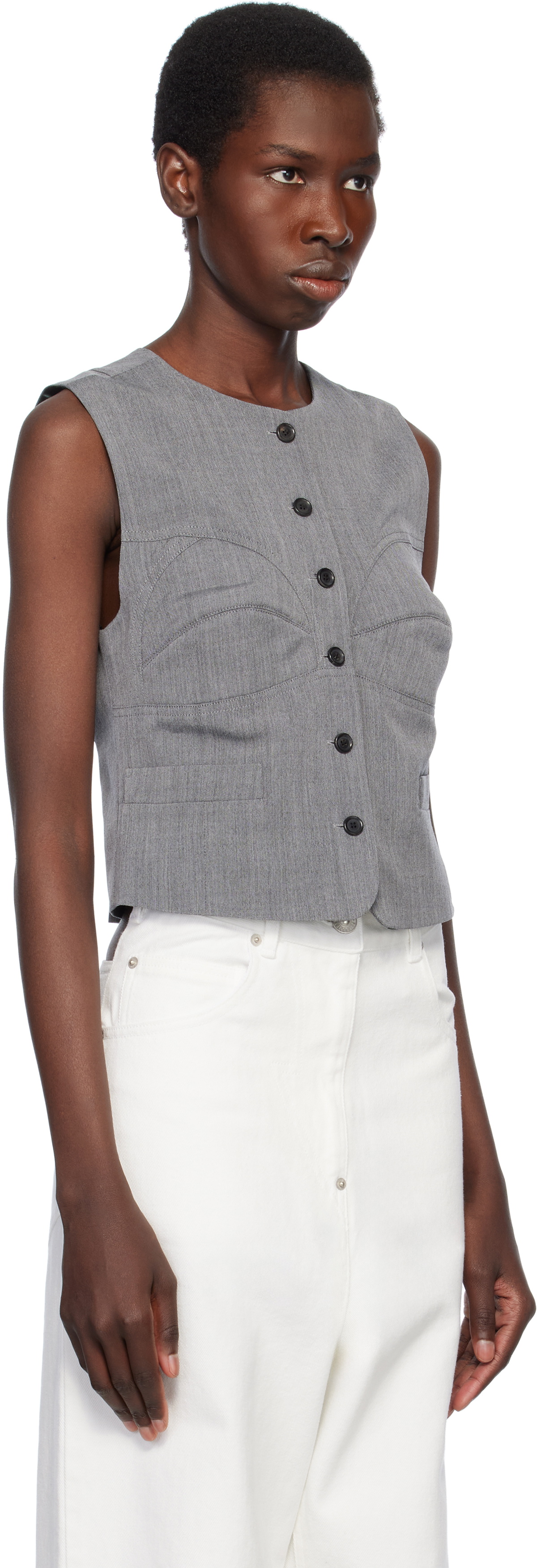 Pushbutton Gray Dummy Shaped Vest Pushbutton