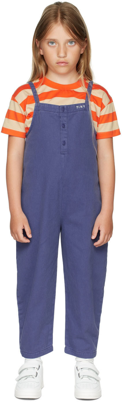 TINYCOTTONS Kids Blue Solid Jumpsuit TINYCOTTONS