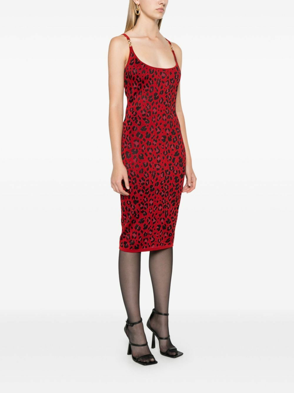 Versace Medusa '95 Leopard-Intarsia Midi Dress Versace