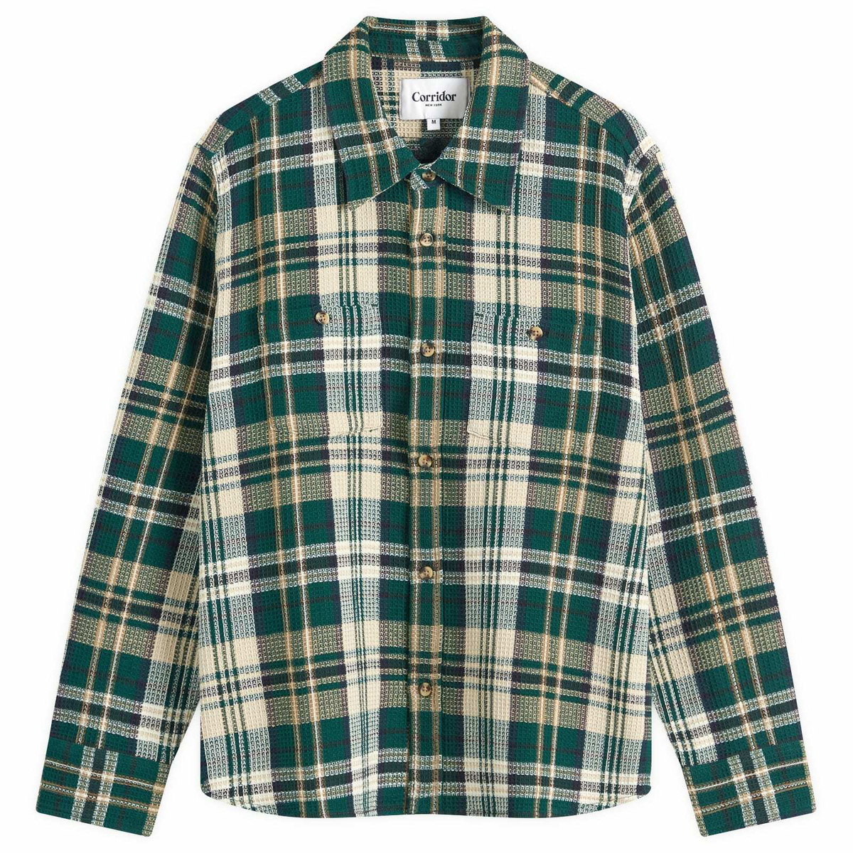 Corridor Men's Waffle Madras Shirt in Green Corridor