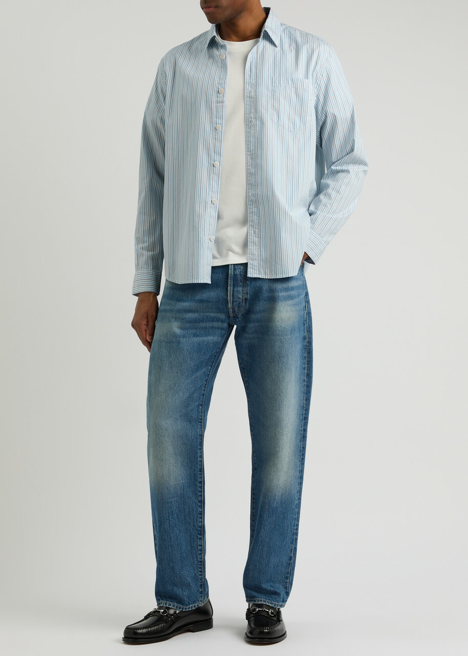 Wax London Shelly Oxford-striped Cotton Shirt Blue Wax London