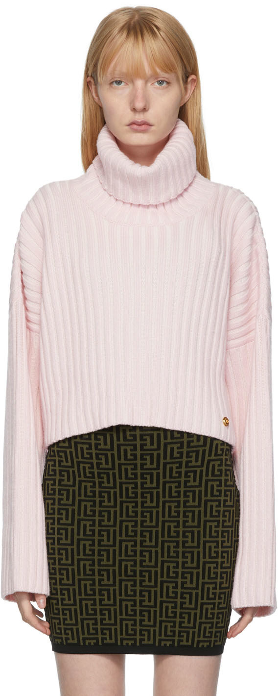 Balmain Pink Cropped Turtleneck Balmain