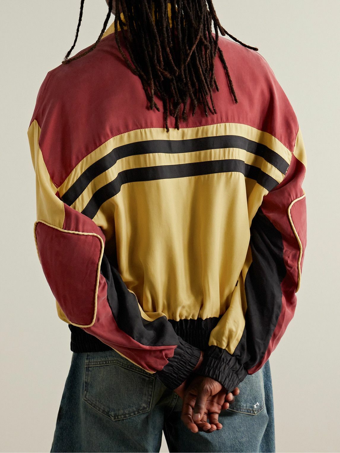 Rhude - Rally Colour-Block Logo-Print Twill Bomber Jacket - Yellow Rhude