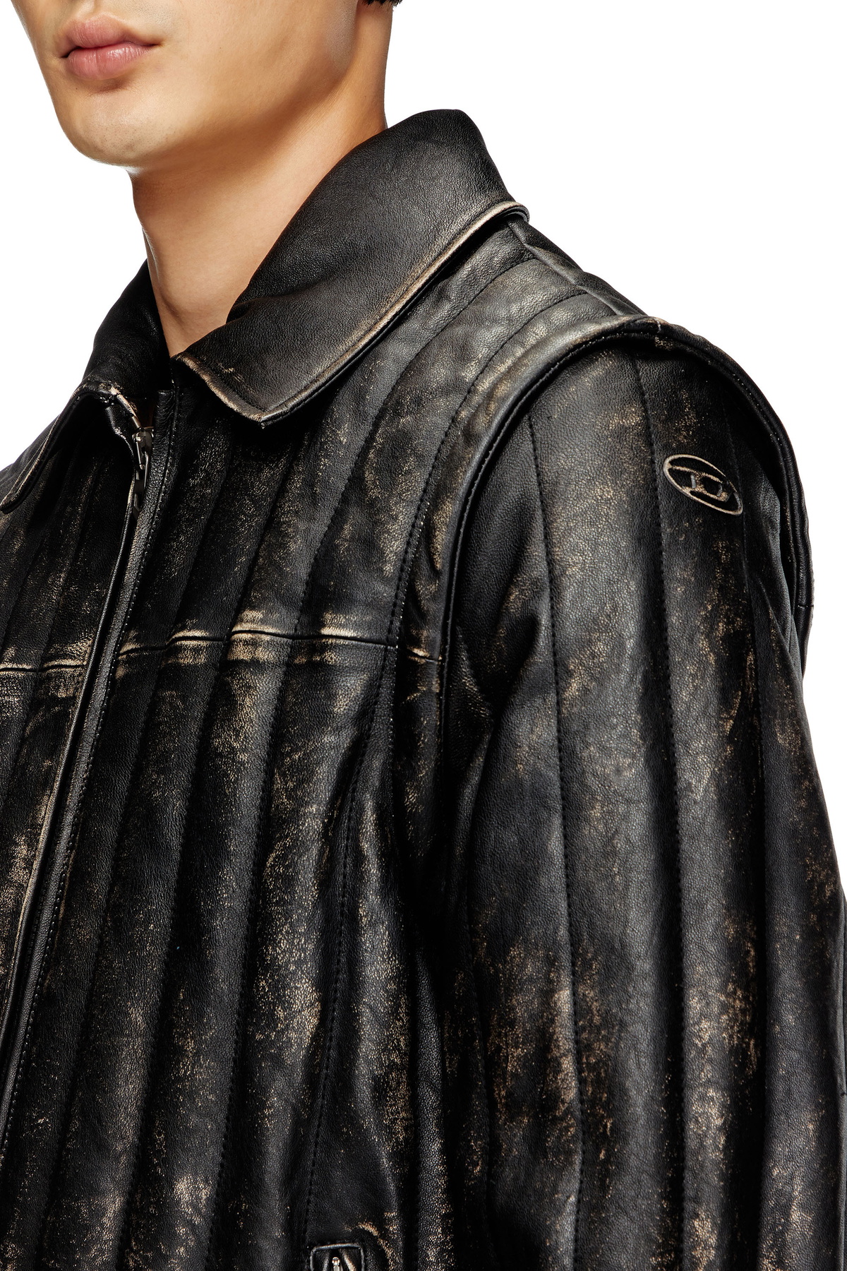Diesel Distressed quilted leather jacket/vest - Leather jackets Mens in ...
