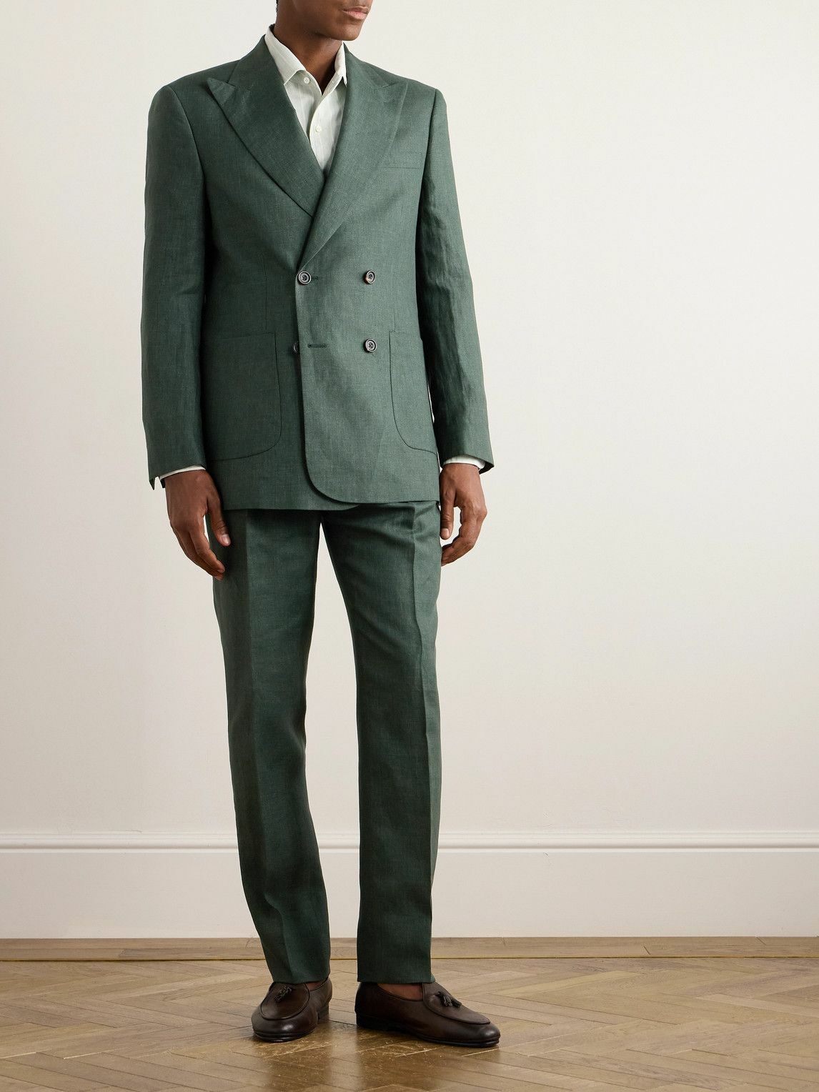 Richard James - Double-Breasted Linen Suit Jacket - Green Richard James