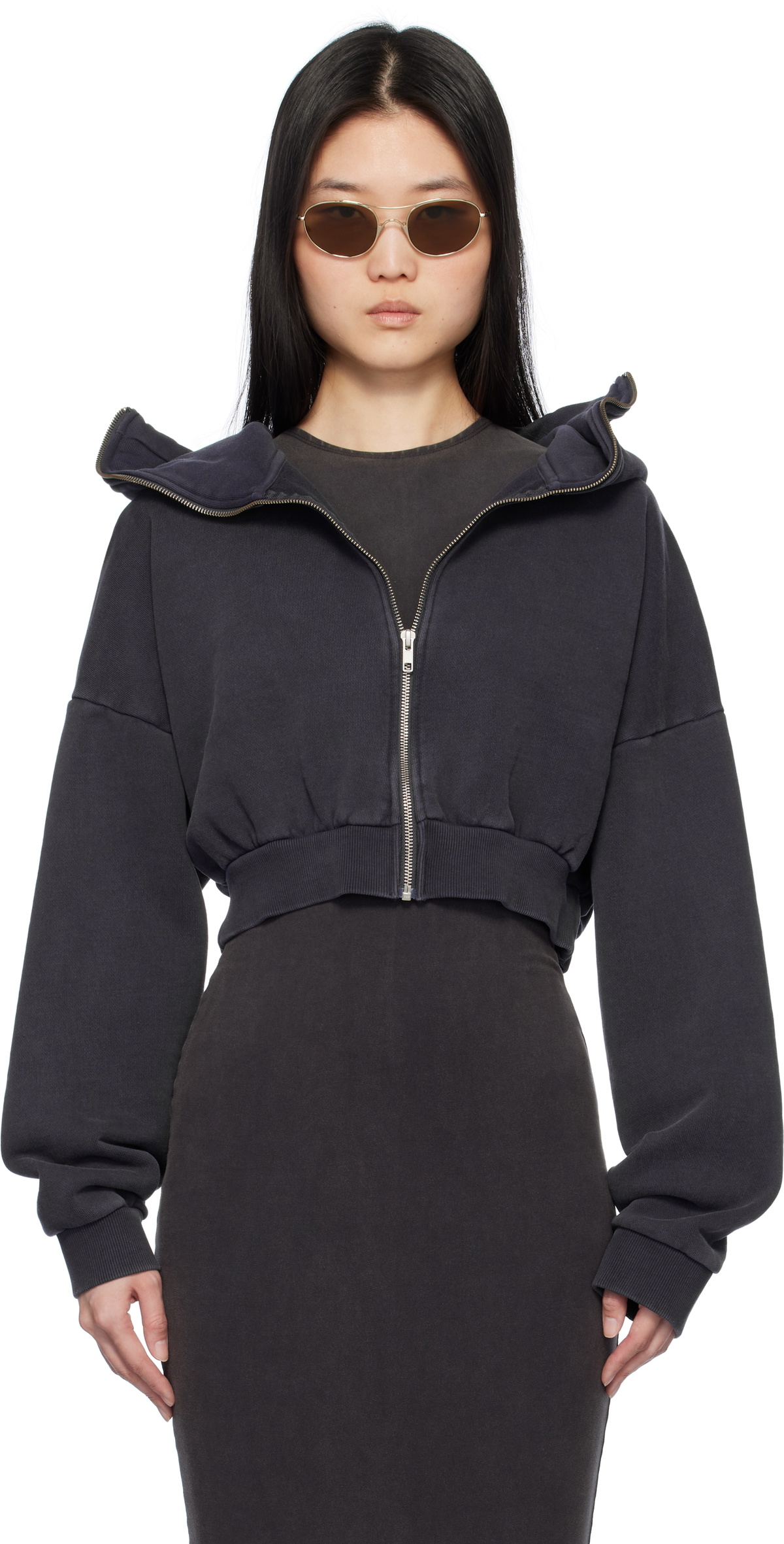 Entire Studios Navy Cropped Full Zip Hoodie Entire Studios