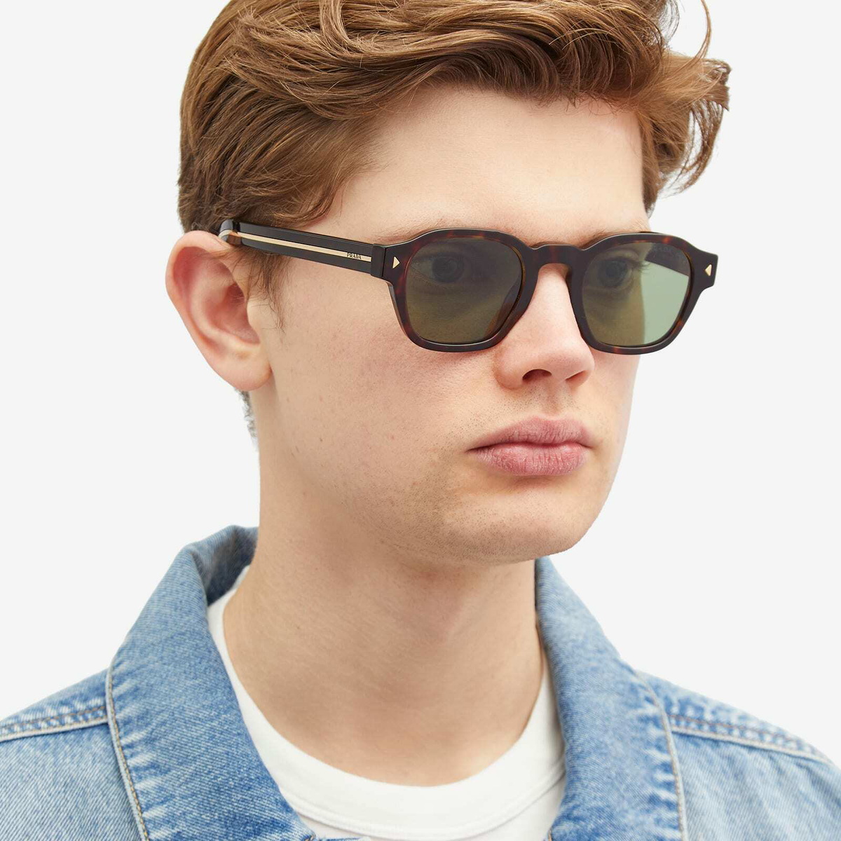 Prada Eyewear Men's A16S Sunglasses in Tortoise/Green Prada