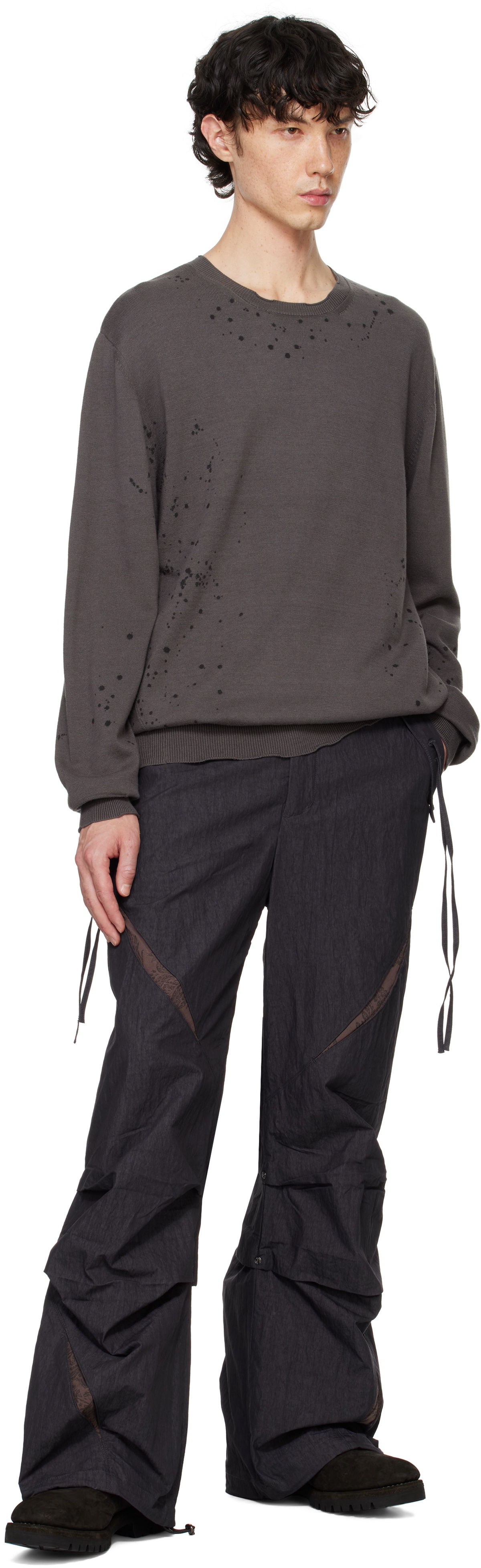 Professor.E Gray Tainted Knit Sweater Professor.E